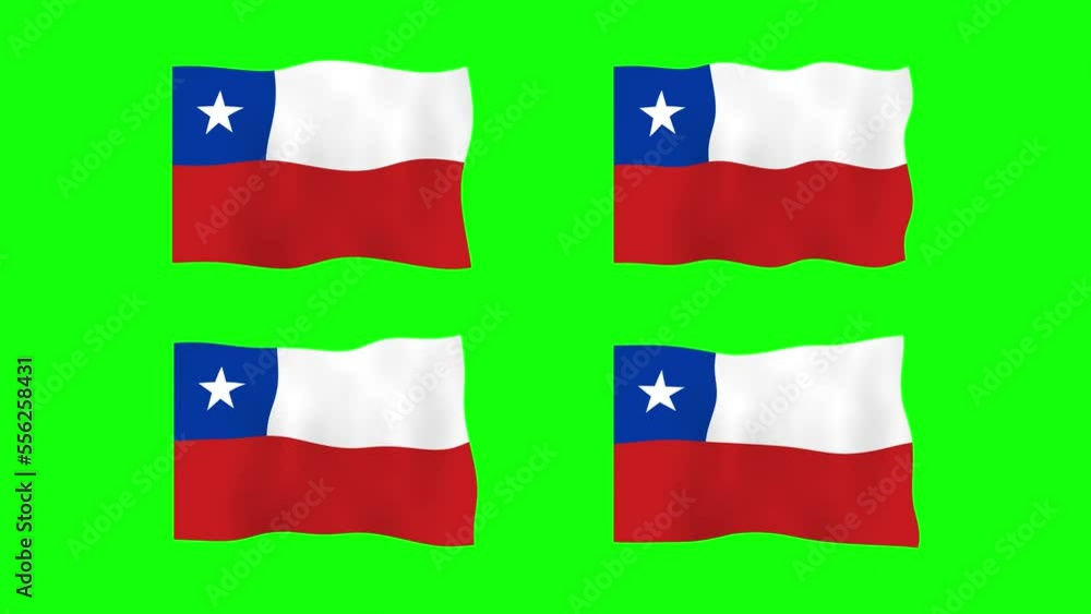 Chile Waving Flag 2D Animation on Green Screen Background. Looping ...