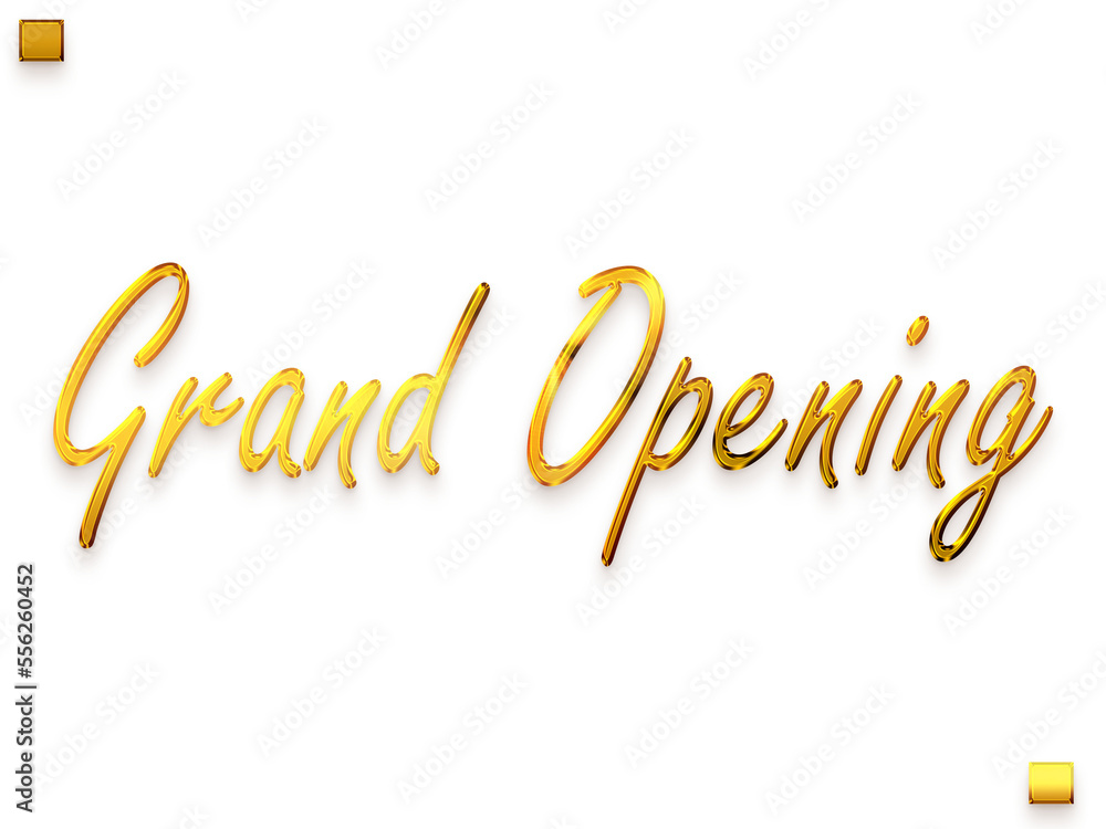 Grand Opening Golden Cursive Typography Text PNG Transparent Stock ...