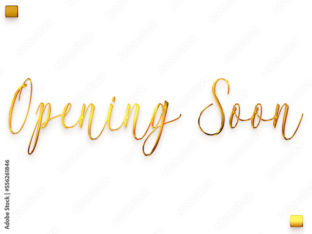 Opening Soon Invitation of Gold Cursive Typography Text Transparent PNG ...