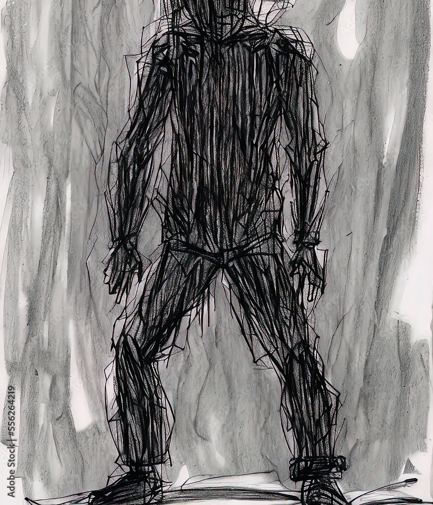 Tall Dark Figure Sketch, Shadow Figure Sketch created with Generative ...