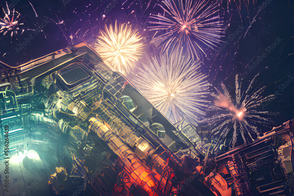 new year fireworks space made with ai Stock Illustration | Adobe Stock