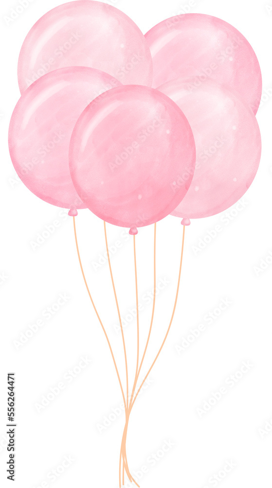 cute sweet pink pastel balloons bunch watercolour Stock Illustration ...