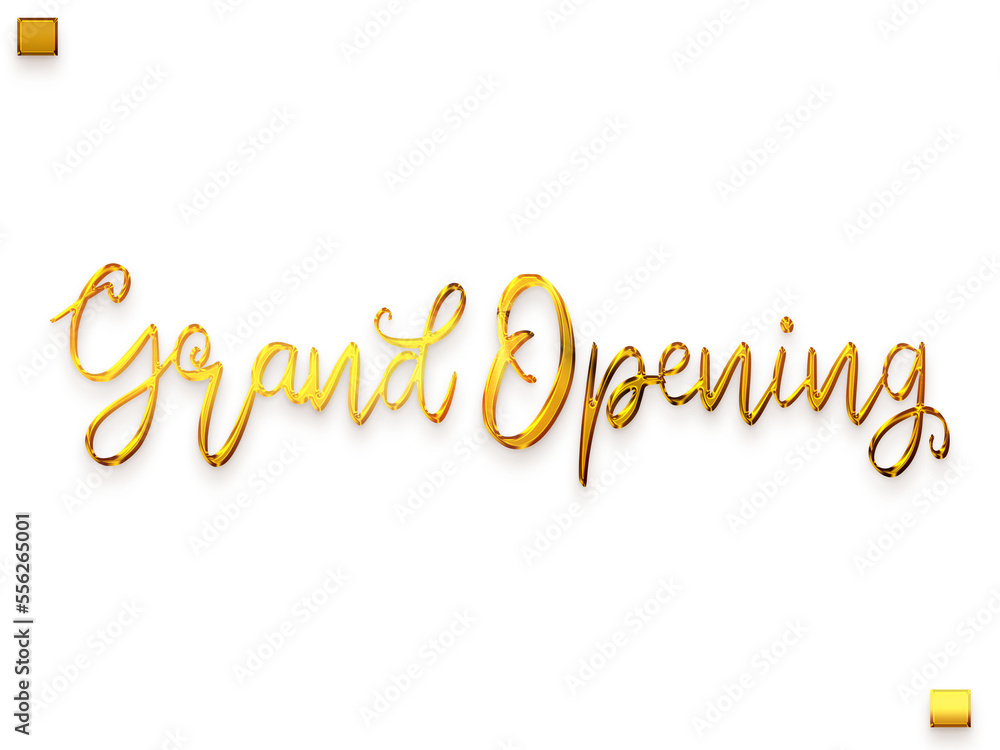Grand Opening Invitation of Transparent PNG Gold Cursive Typography ...