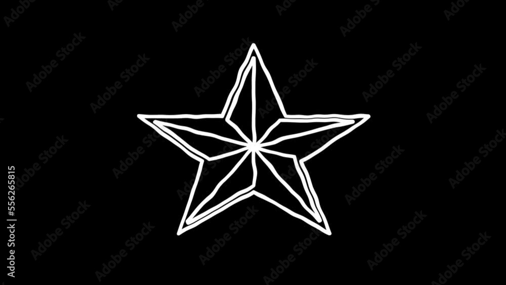 star on black background. White Highlight Elements. Doodle loop ...