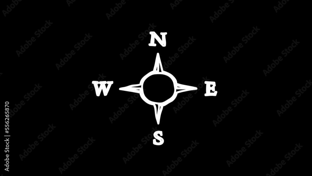 Compass rose or windrose or Rose of the Winds animation. White ...