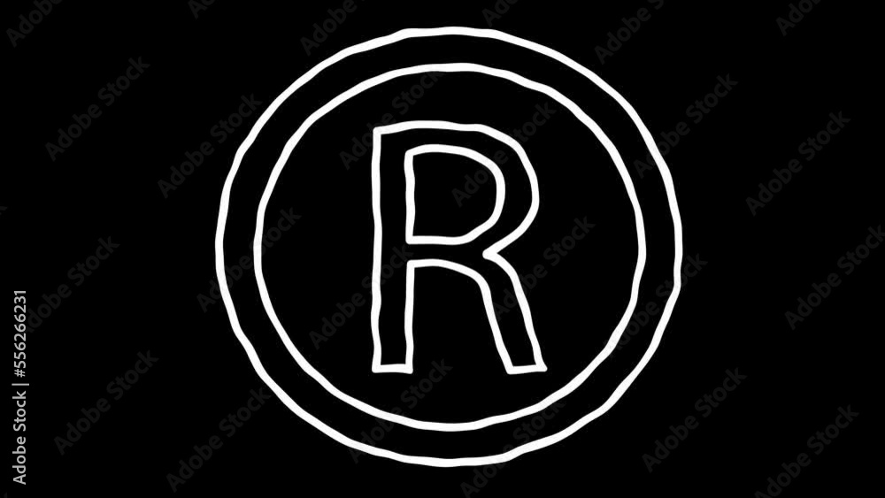 Symbol of a registered trademark. White Highlight Elements. Doodle loop ...