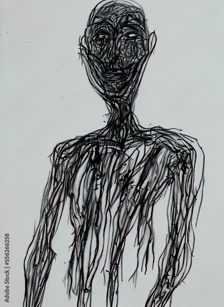 Tall Dark Figure Sketch, Shadow Figure Sketch created with Generative ...