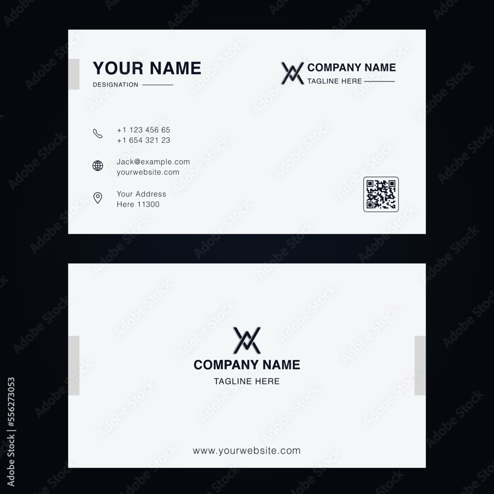simple white business card design modern and double sided Stock Vector ...