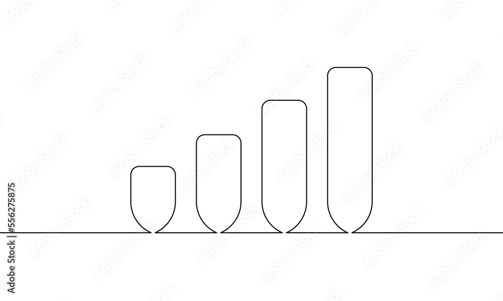 Continuous line drawing of graph business icon. bar chart outline ...