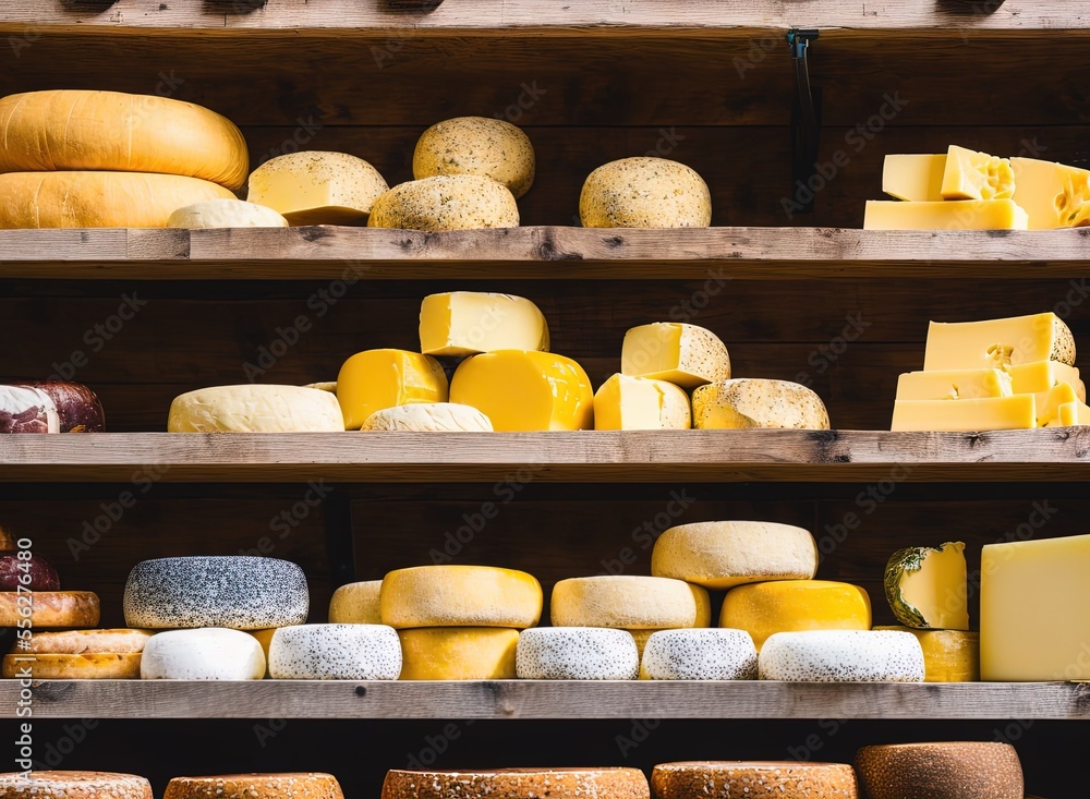 lots of different types of cheese Stock Photo | Adobe Stock