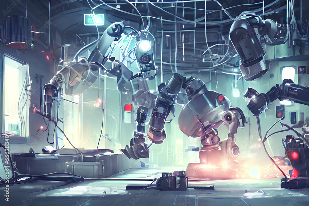 Technologies in the laboratory background cartoon image made by AI ...