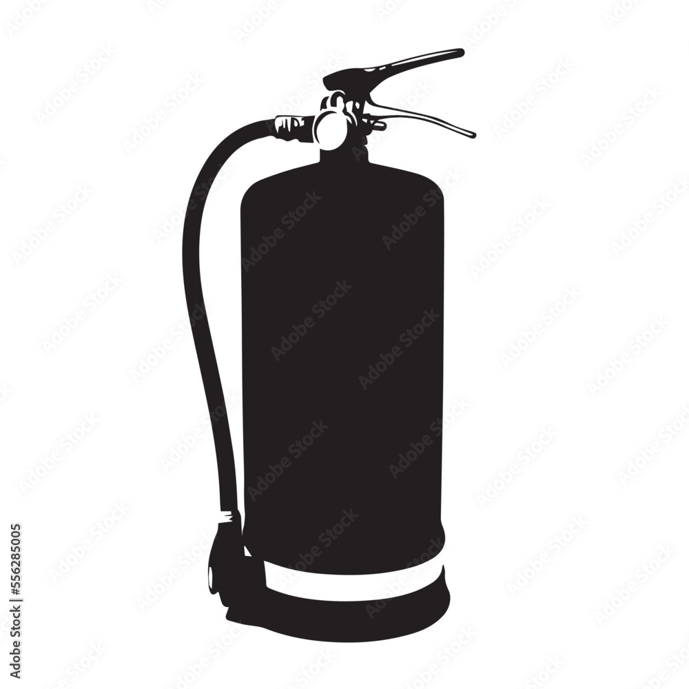 Fire extinguisher silhouette on a white background. Fire extinguisher ...