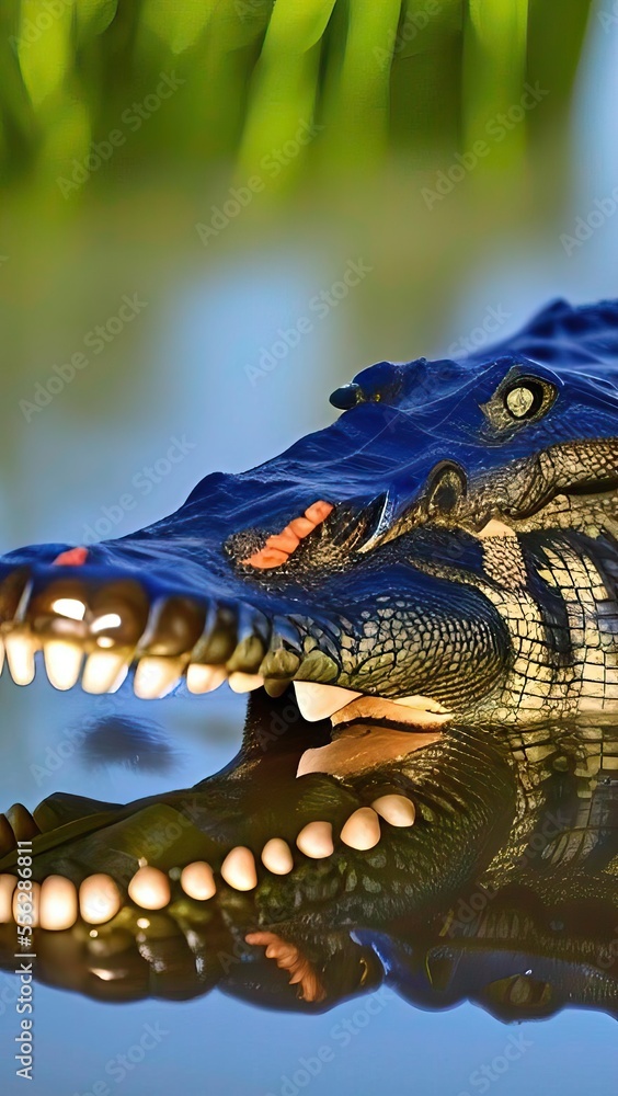 crocodile in the water created with Generative AI technology Stock イラスト ...