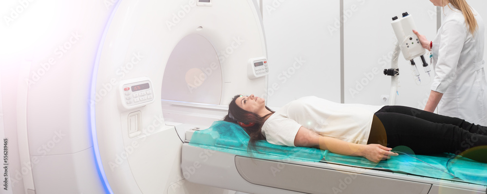 Medical CT or MRI Scan with a patient in the modern hospital laboratory ...