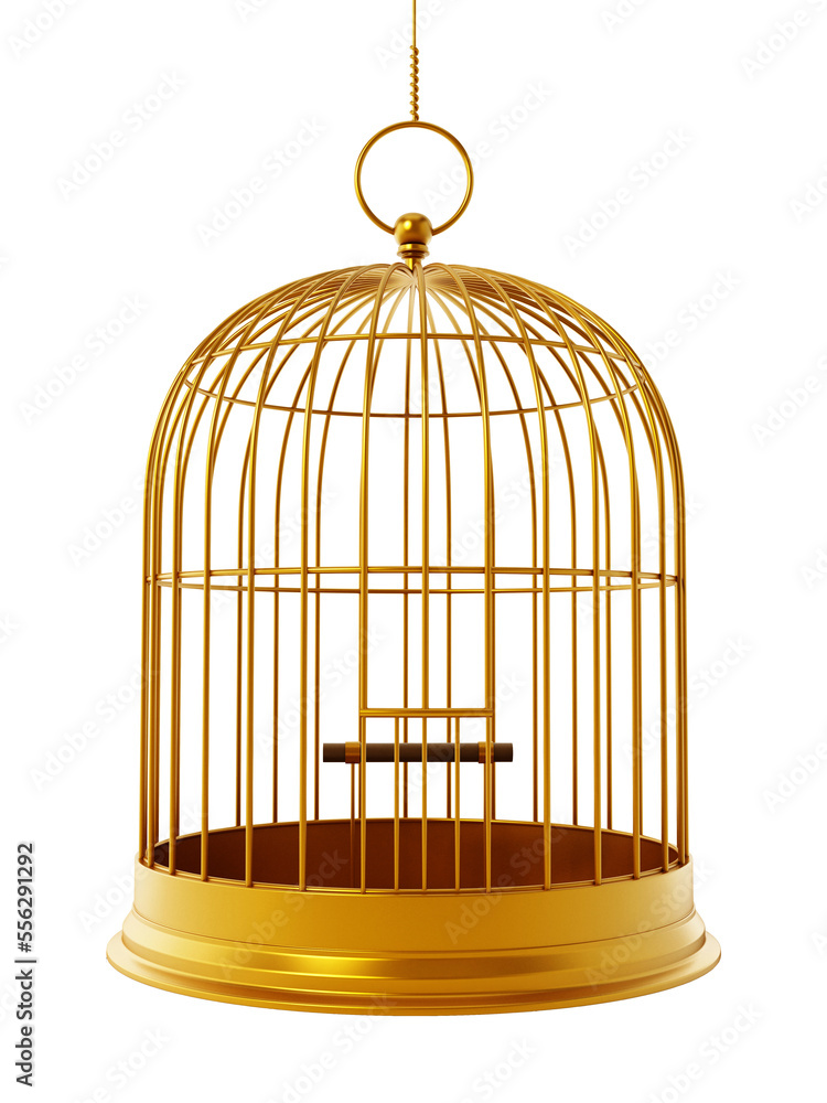 Gold bird cage on transparent background. Stock Illustration | Adobe Stock