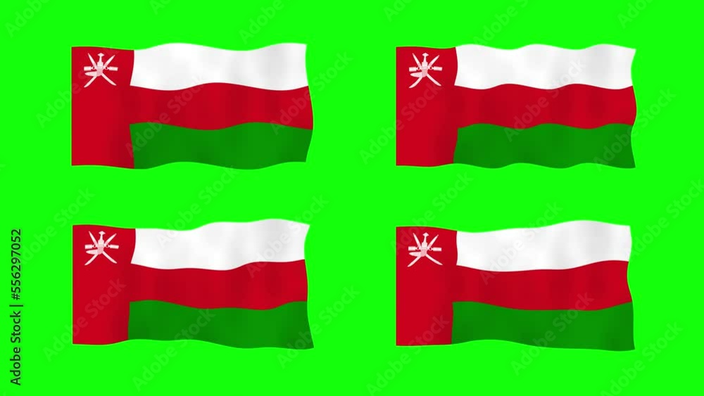 Oman Waving Flag 2D Animation on Green Screen Background. Looping ...