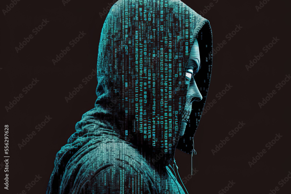 unidentified hacker using a binary computer interface. Generative AI ...