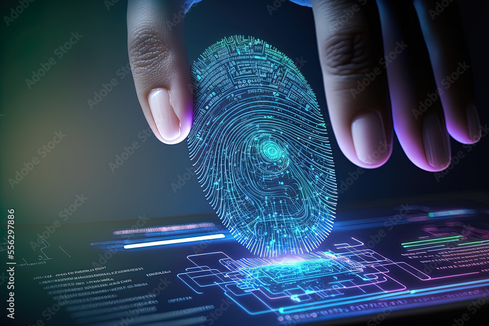 Hand touch bar finger scan, virtual world with user identifying ...