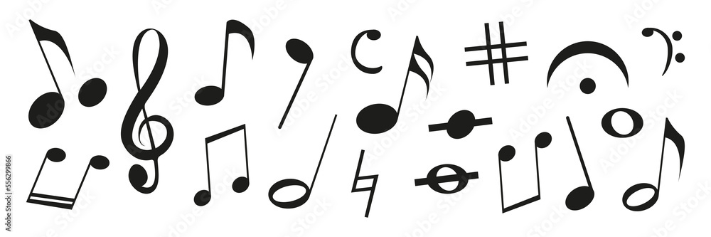 Music notes set. Vector illustration isolated on white. Stock Vector ...