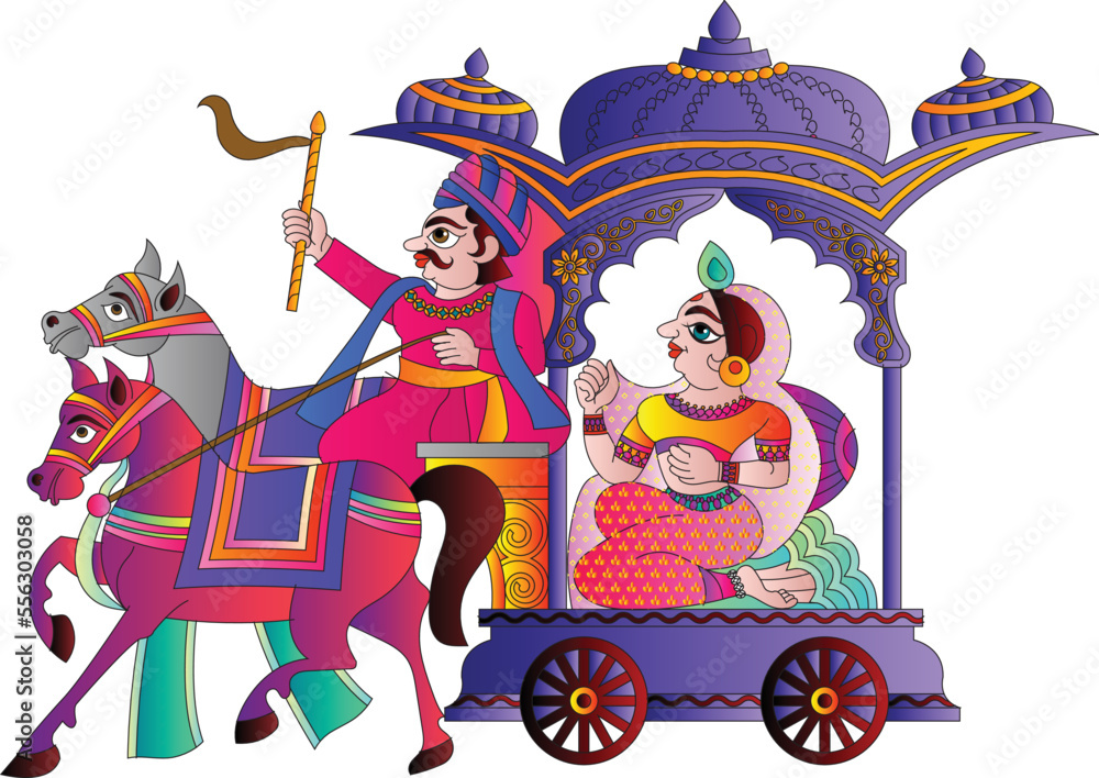 Indian wedding procession with musicians, bride, and groom, specially ...
