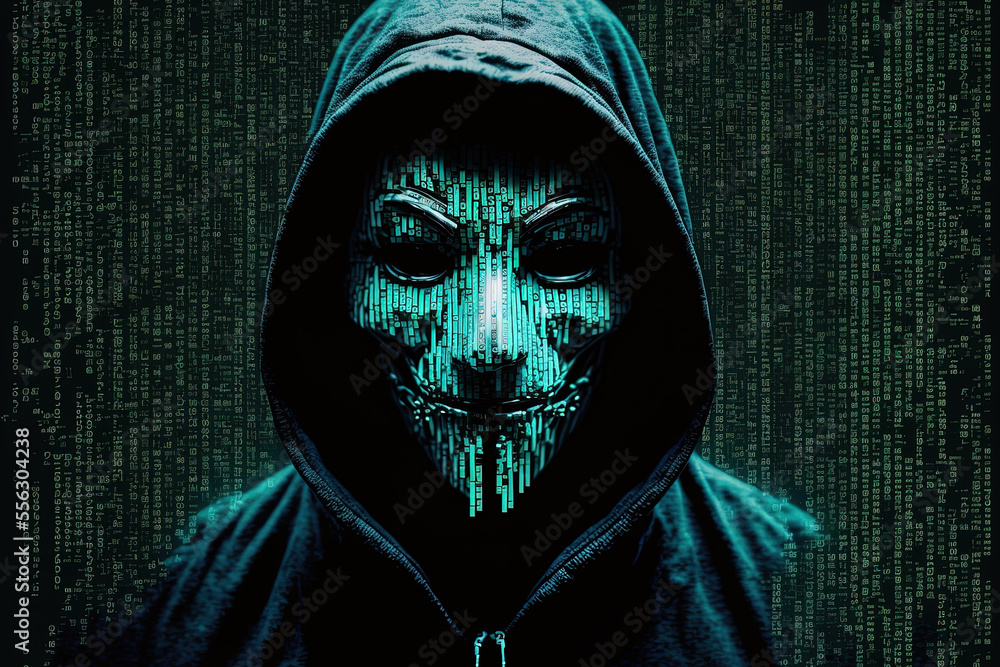 unidentified hacker using a binary computer interface. Generative AI ...