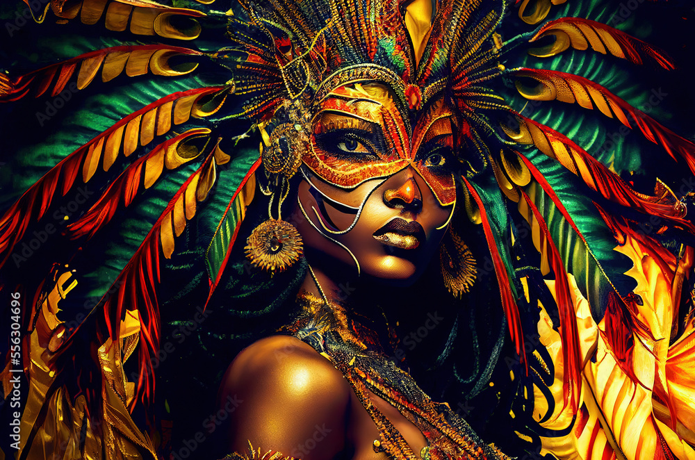 Stylized art of a brazilian samba dancer, carnival in rio de janeiro ...
