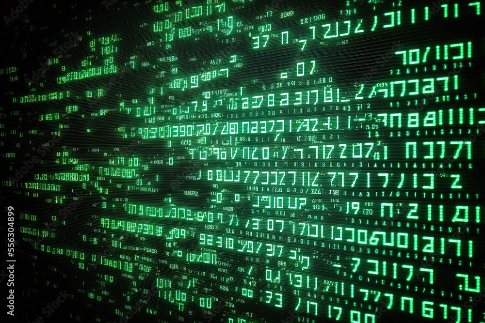 green matrix coding or hacking notion on a digital background random ...