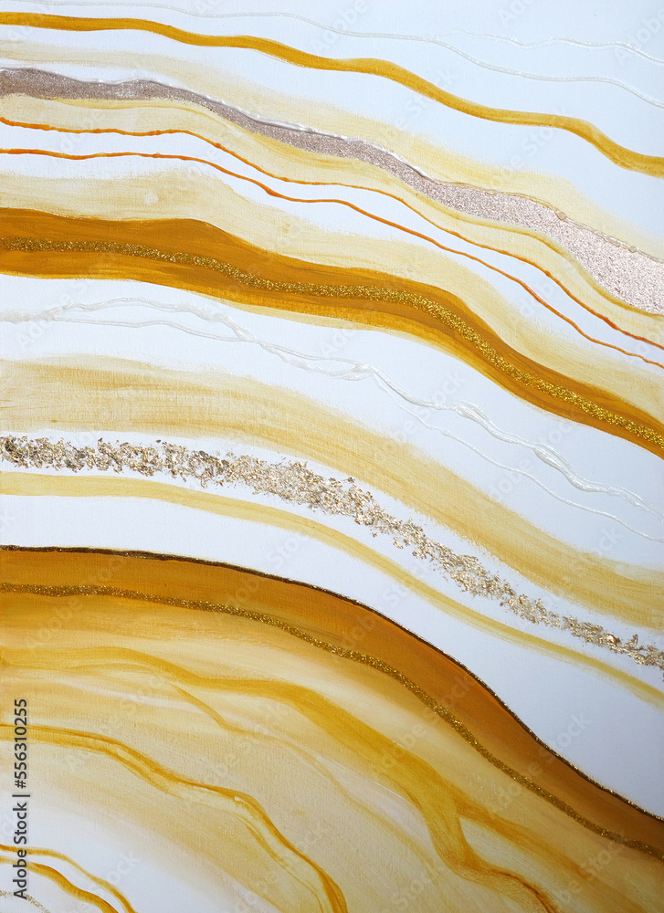 Artistic painting golden stone cut, slice lines. Picture contains ...