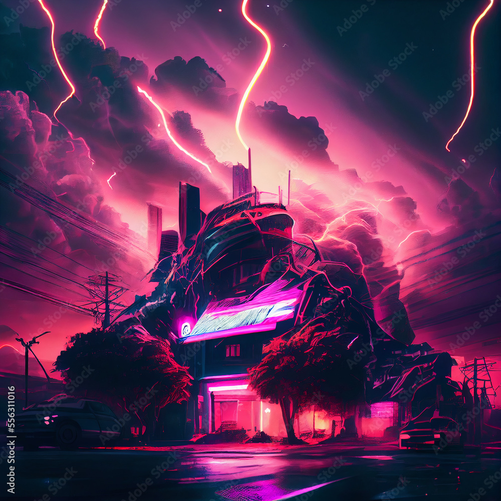 Synthwave Music Album Cover Artwork Stock Illustration | Adobe Stock