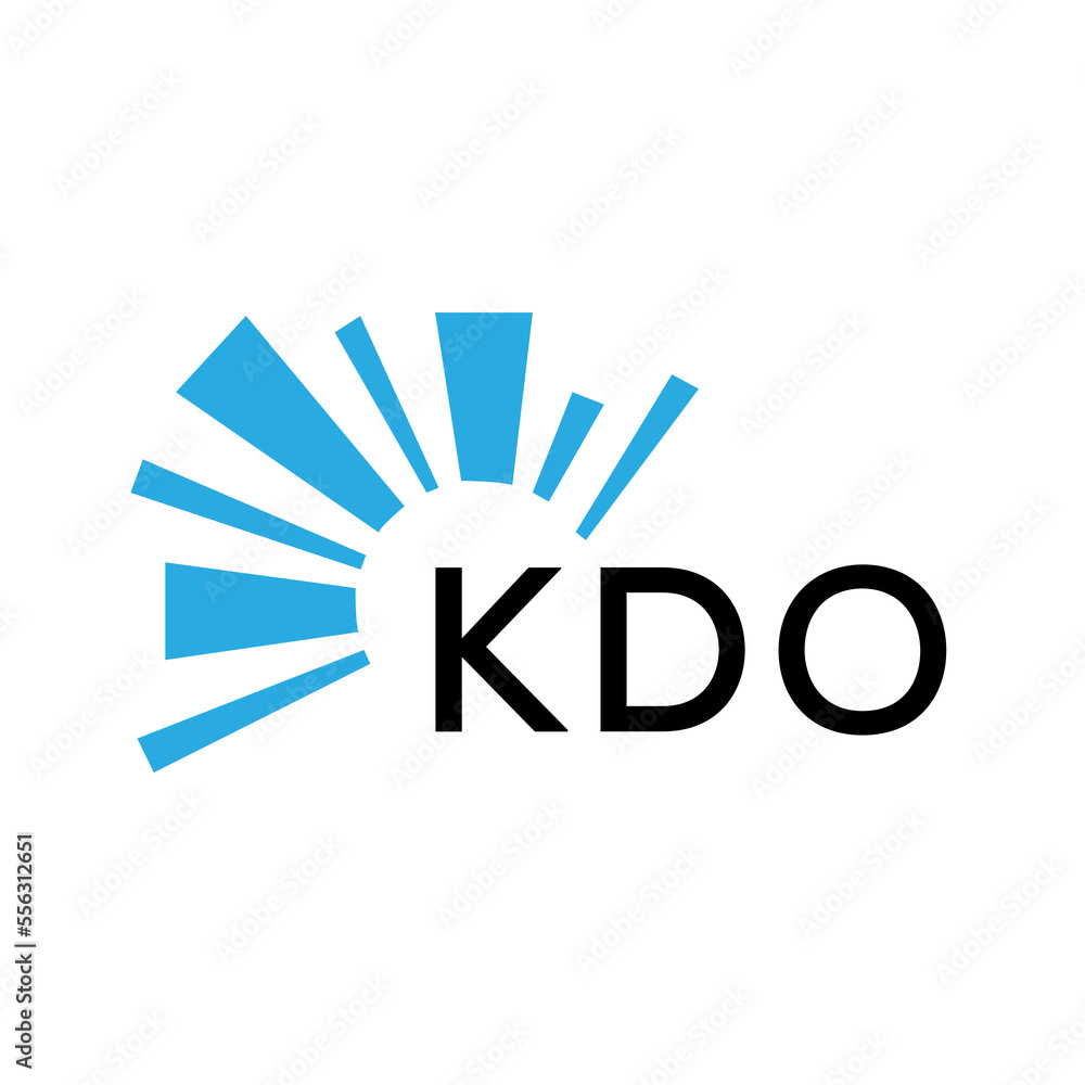KDO letter logo. KDO blue image on white background and black letter ...