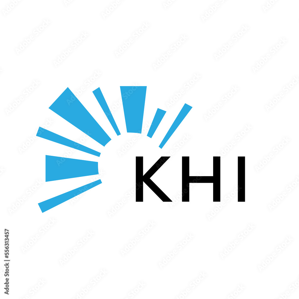KHI letter logo. KHI blue image on white background and black letter ...