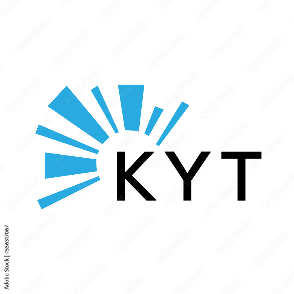 KYT letter logo. KYT blue image on white background and black letter. KYT technology Monogram ...