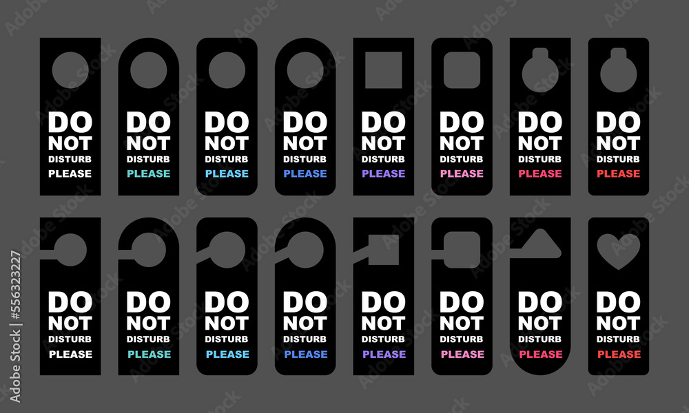 Do not disturb room hotel sign icons collection. Door handle hanger set ...