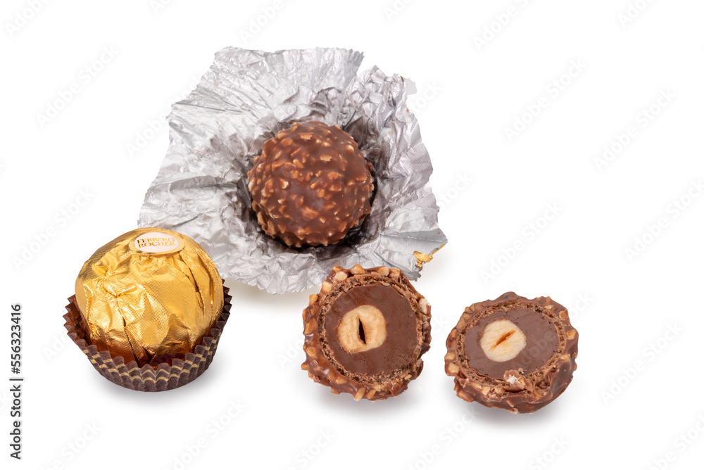 Alba, Italy - december 25, 2022: Ferrero Rocher isolated on white ...