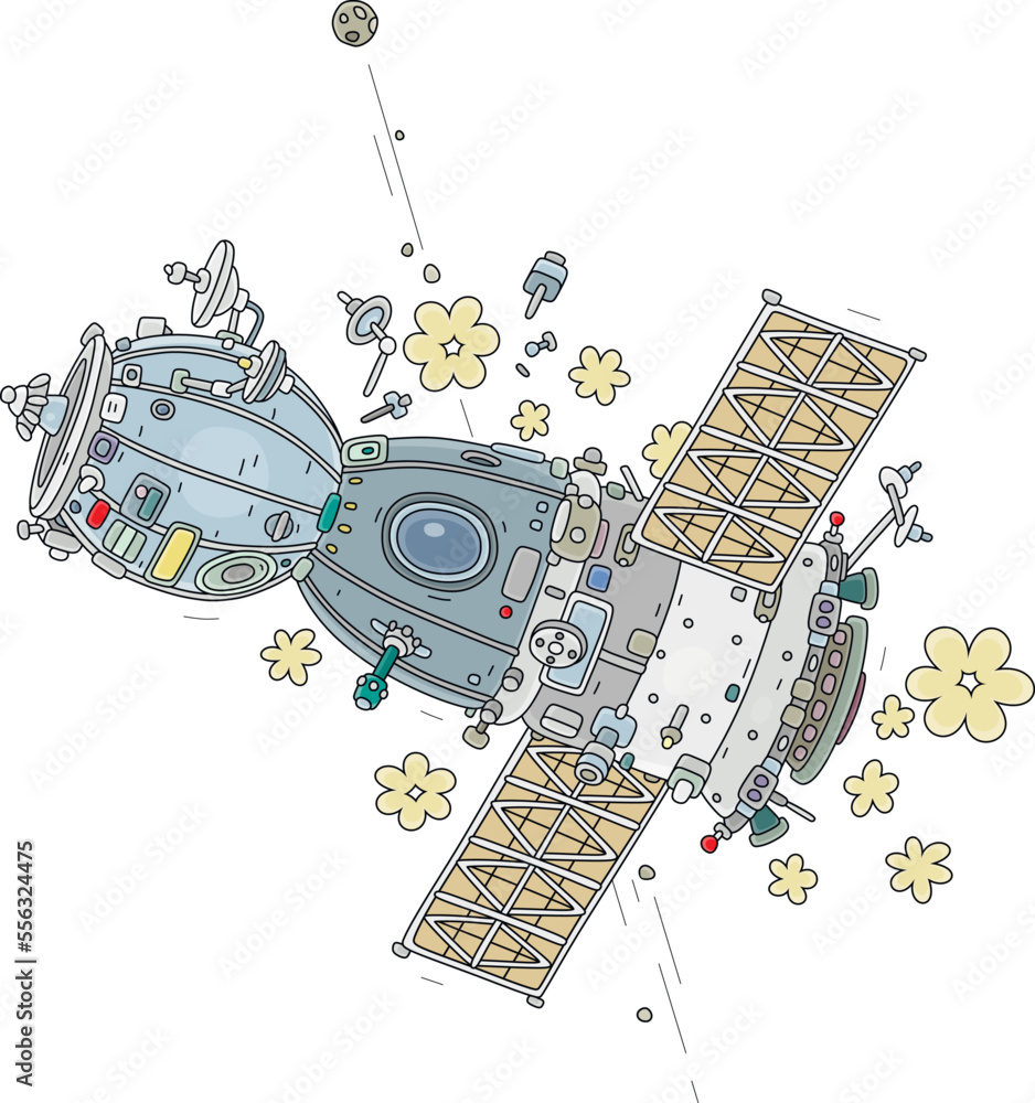 Accident in flight of a spaceship pierced by meteorite in planetary ...