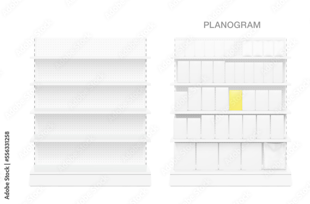 Store shelf for presentations on a white background. Vector ...