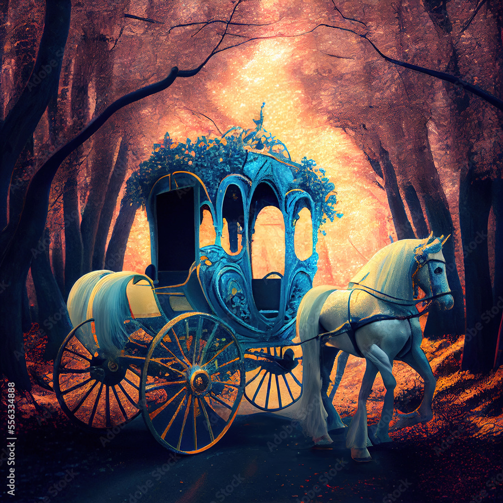 Generative AI: luxurious and ornate cinderella carriage Stock ...