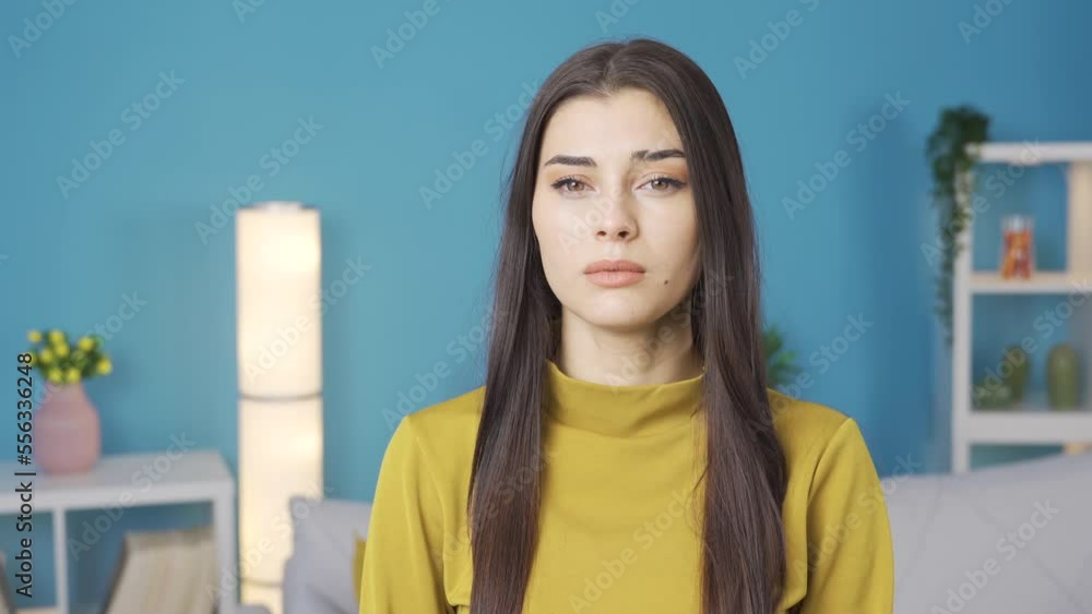 Portrait of sad young woman. Unhappy and depressed woman. Sad young ...