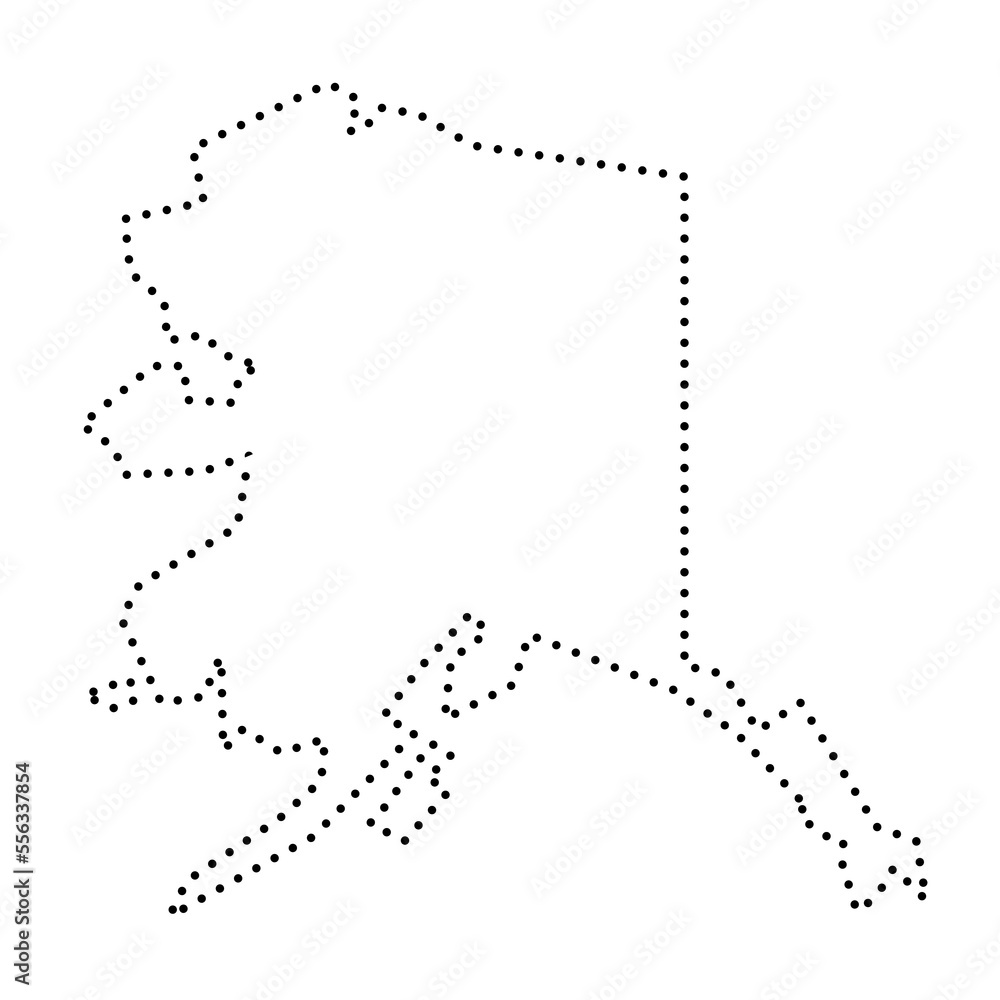 Alaska state of United States of America, USA. Simplified thick black ...