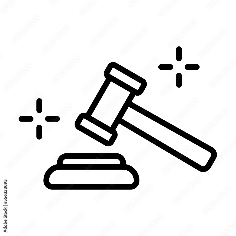 Icono de martillo de justicia. Concepto de ley, subasta, sentencia ...