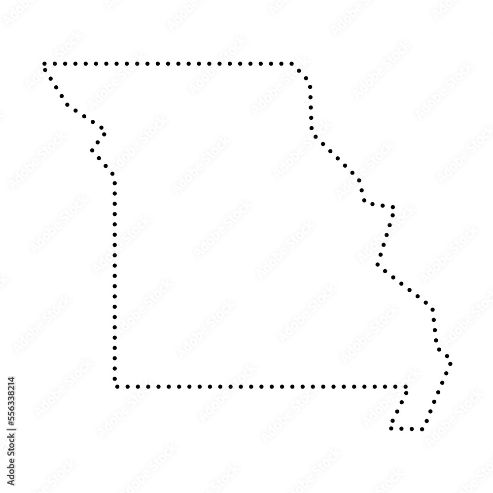 Missouri state of United States of America, USA. Simplified thick black ...