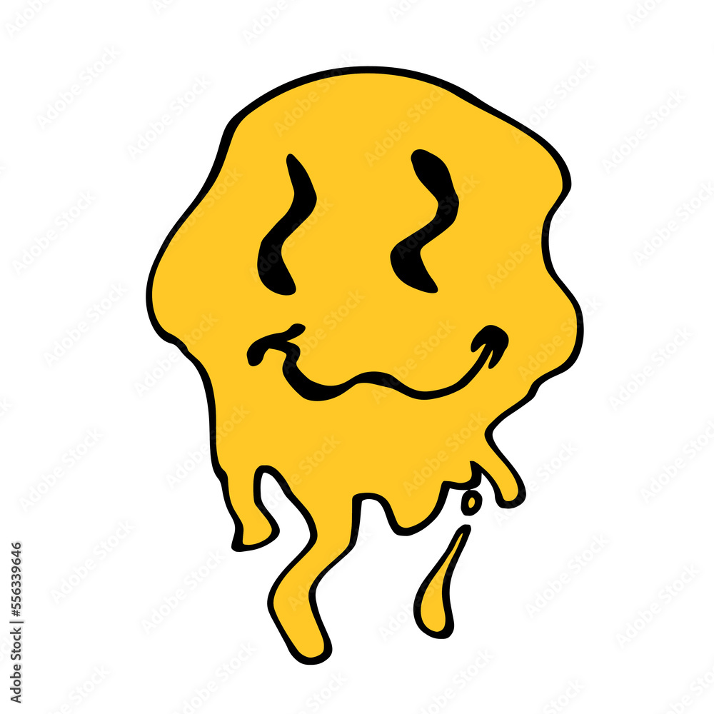 Acid smile face. Melted rave and techno symbol of 90s Stock Vector ...