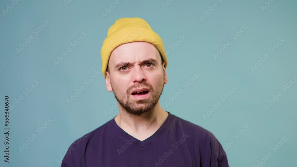 guy demonstrating disbelief irritation by troubles Indignant bearded ...