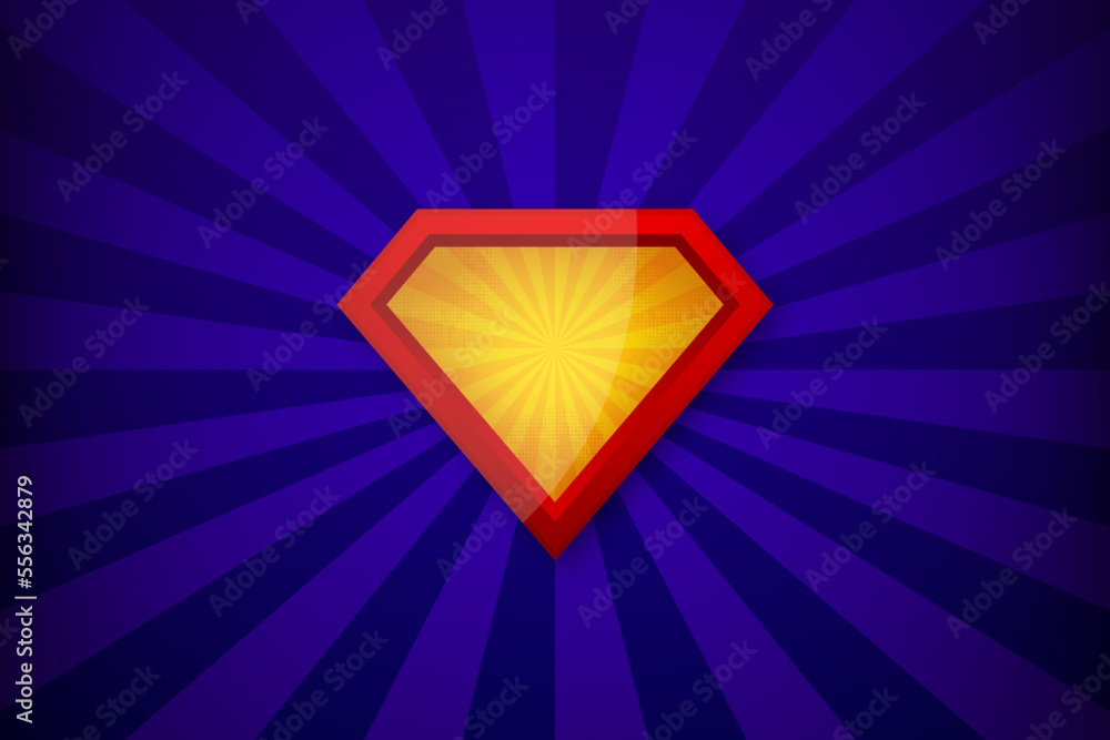 Superhero Shield on pop background. Superhero logo template. Red ...