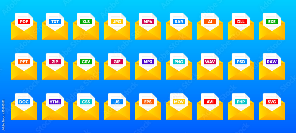File Type icon set. Popular files format and document. Format and ...