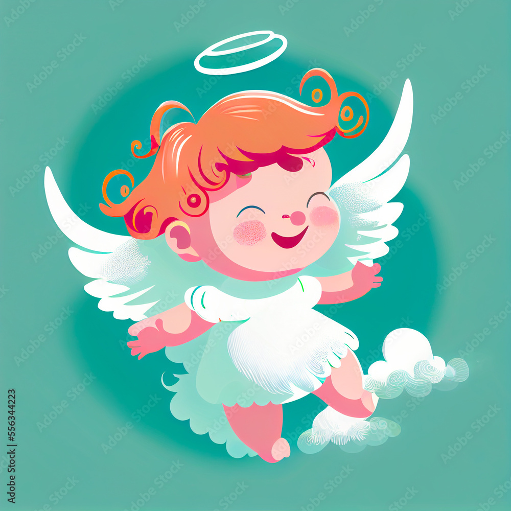 Angel, baby angel, cherub, seraph, beautiful, cartoon Stock ...