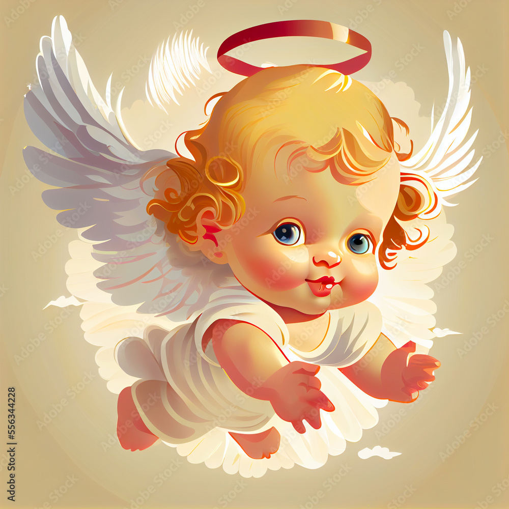Angel, baby angel, cherub, seraph, beautiful, cartoon Stock ...