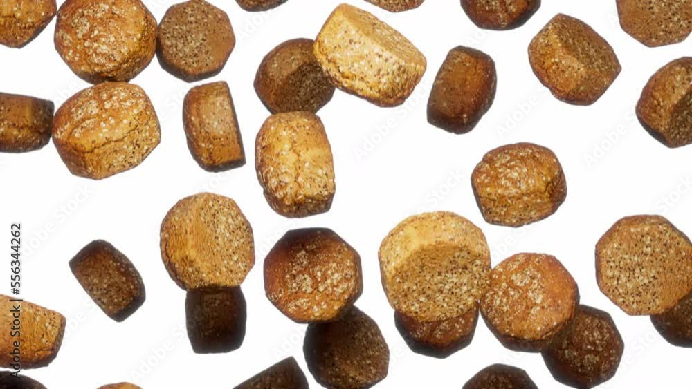 Looping animation featuring a cloud of Brown Bread Rolls falling ...