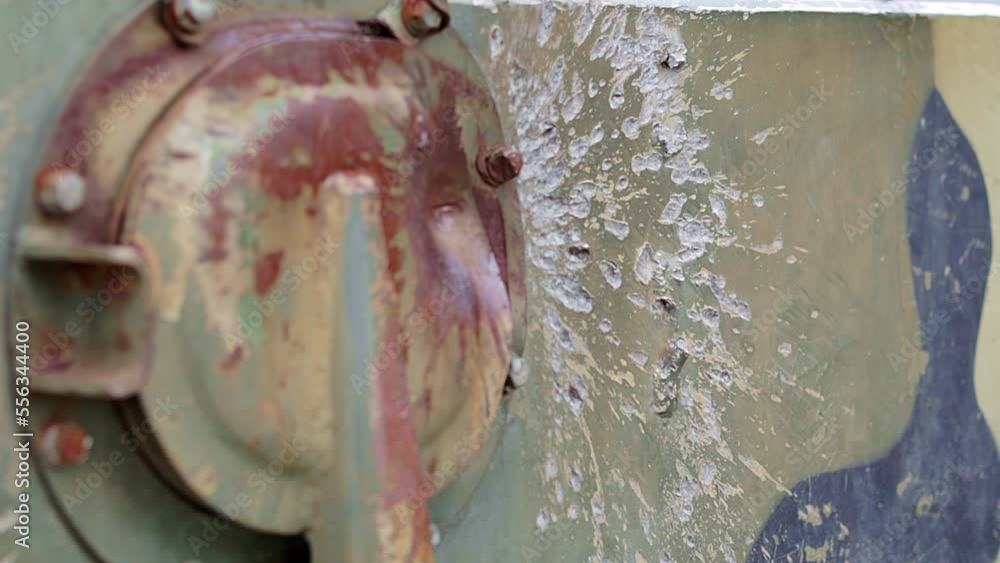 Russian combat vehicle, with holes in the armor. Destroyed military ...