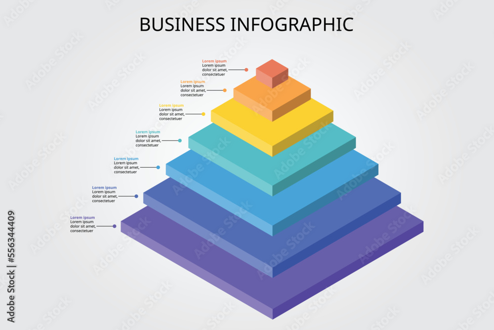 square pyramid chart template for infographic for presentation for 7 ...